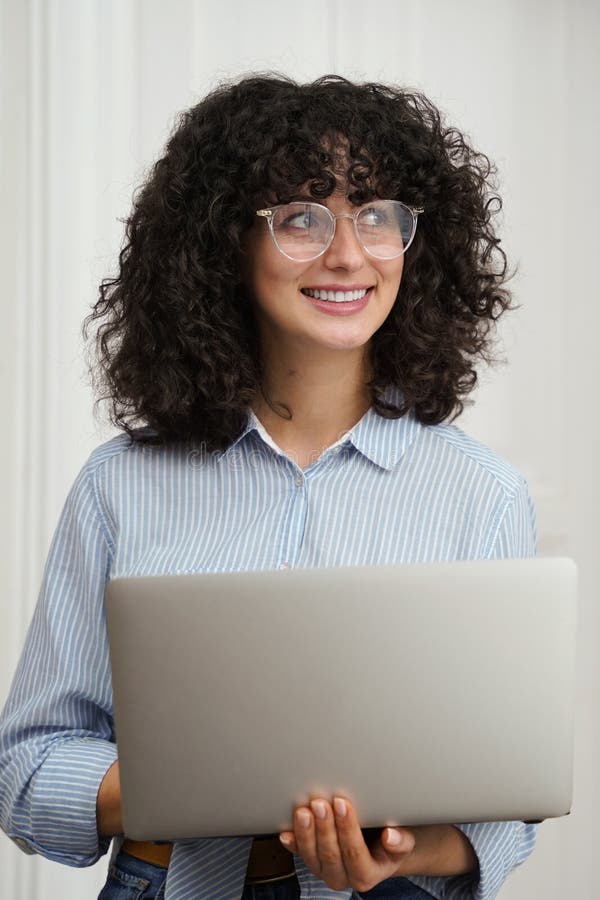 Beautiful Smart Girl Using Laptop Studying for Class Assignment in ...