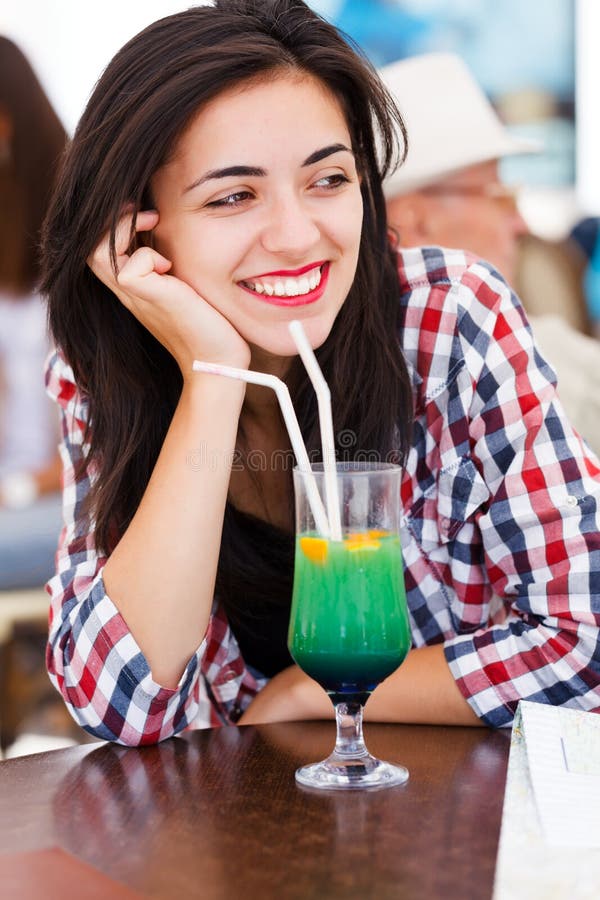 Beautiful smile stock photo. Image of happy, drink, girl - 33413678