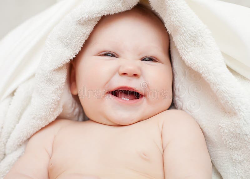 A beautiful smiling baby stock photo. Image of clean - 14548724
