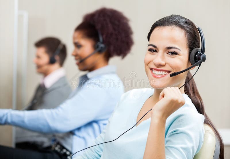 Happy Female Customer Service Representative Stock Image - Image of ...