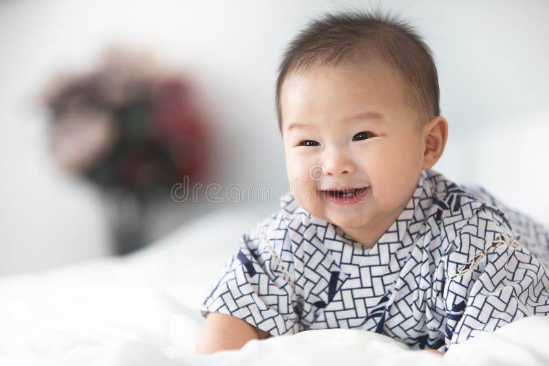 Beautiful Smiling Cute Asian Baby. Stock Photo - Image of human, face ...