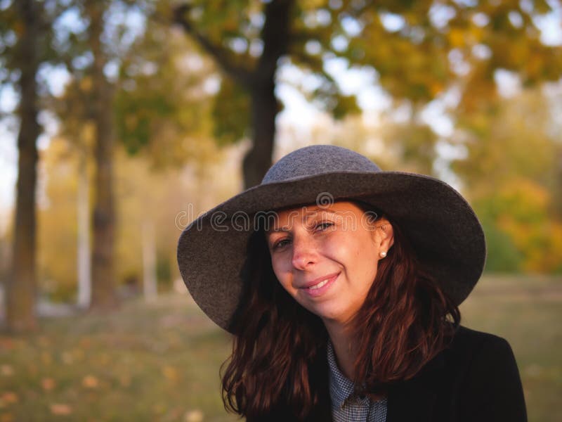 Beautiful Smiling Elegant Woman in Big Hat Smiling Portrait Stock Photo ... Beautiful Smiling Elegant Woman in Big Hat Smiling Portrait Stock Photo ...