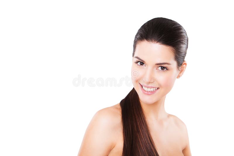 Beautiful Smiling Female Model with Perfect Fresh Stock Image - Image ...