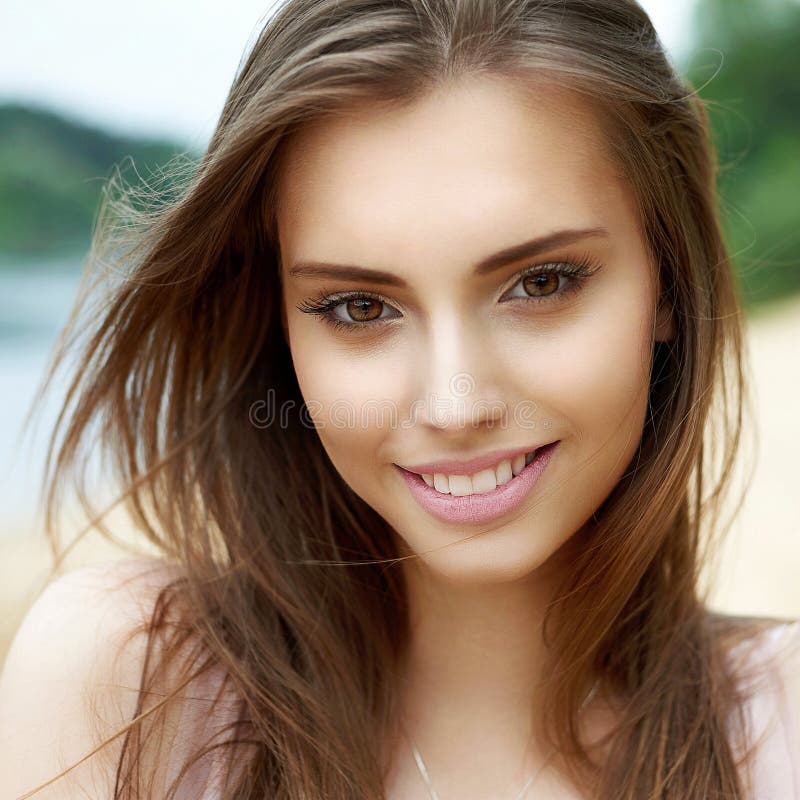 Beautiful Smiling Girl Face - Close Up Stock Image - Image of look ...