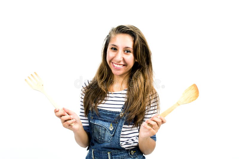 Beautiful smiling girl stock image. Image of cooking - 48069829