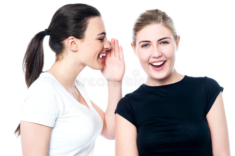 Beautiful Smiling Girls Sharing a Secret Stock Photo - Image of secret ...