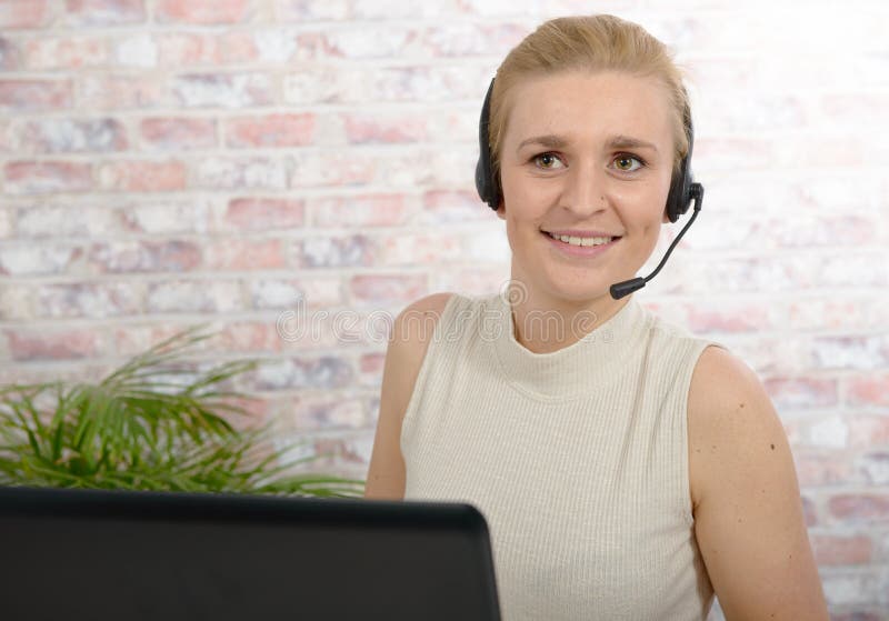 Beautiful Smiling Happy Woman in Headset Stock Image - Image of ... Beautiful Smiling Happy Woman in Headset Stock Image - Image of ...