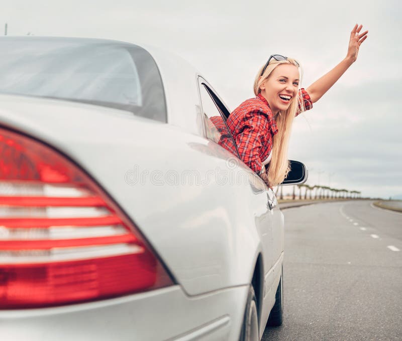 Boy And Dog Look Out From Car Window Stock Image - Image of animal ...
