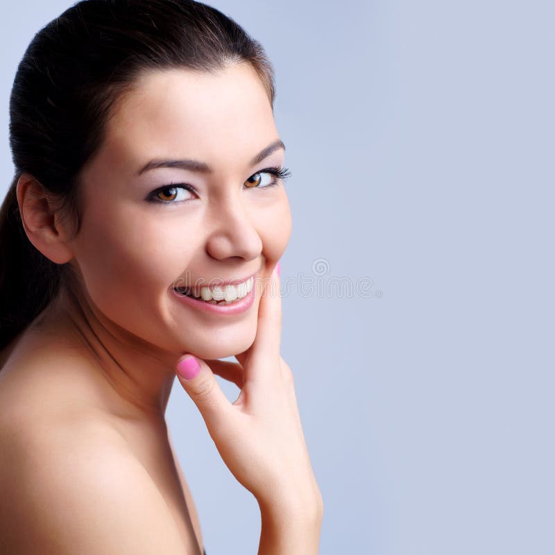 Beautiful Smiling Face stock image. Image of hand, happy - 5489373
