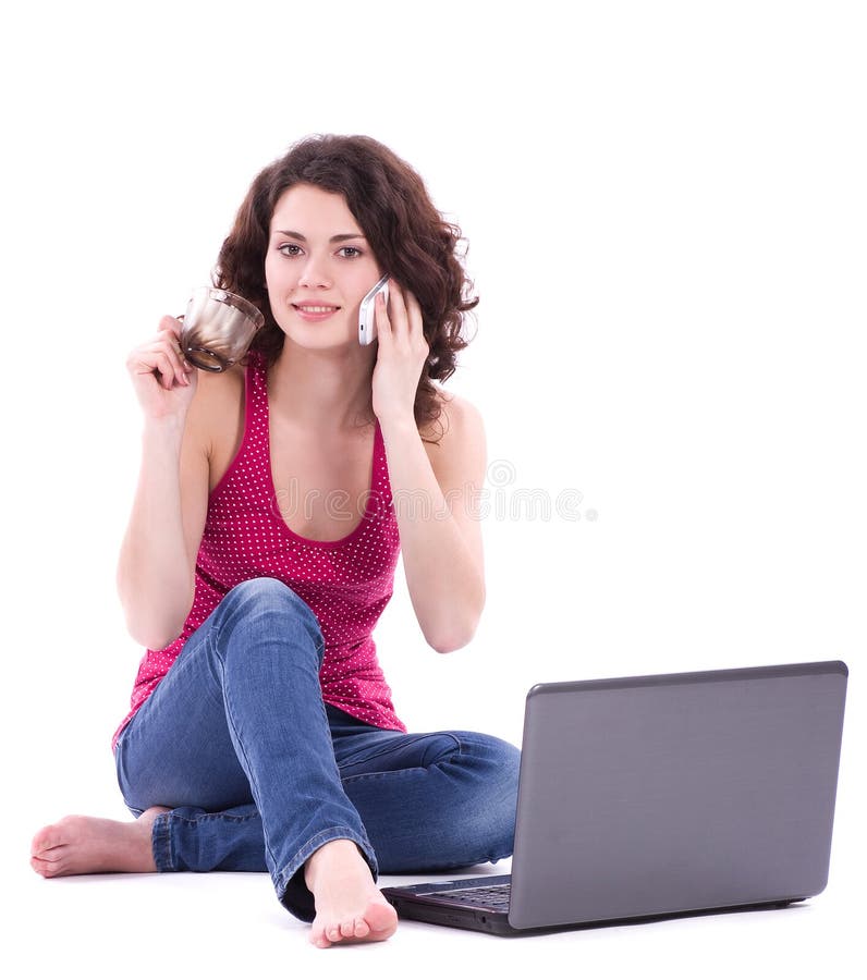Woman working at home stock image. Image of living, recover - 1171903