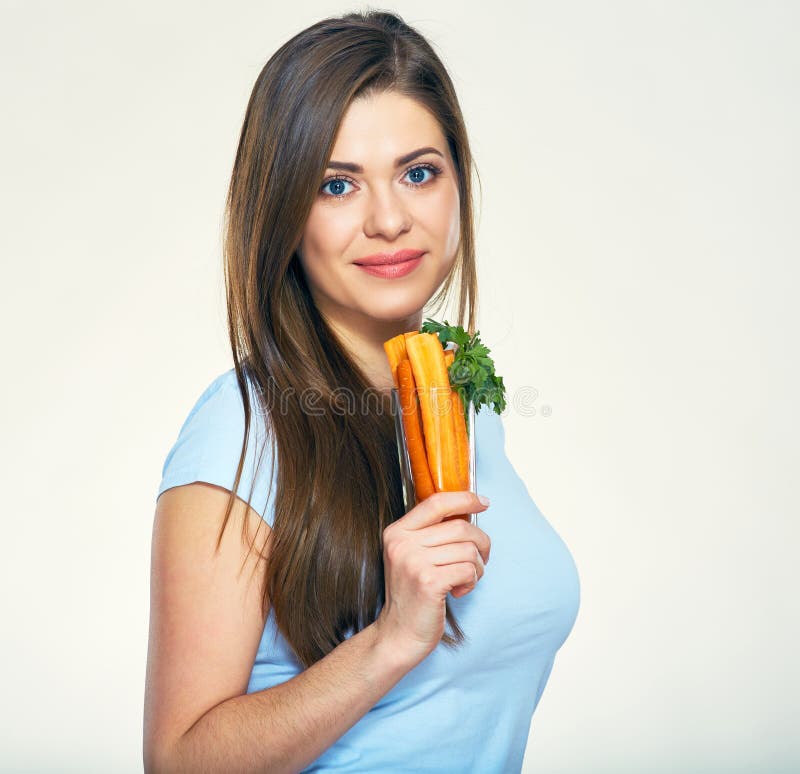 Beautiful Smiling Woman Holding Glass with Carrot Stock Image - Image ... Beautiful Smiling Woman Holding Glass with Carrot Stock Image - Image ...