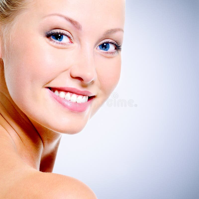 Beautiful Woman with Beauty Smiling Face Stock Image - Image of white ...