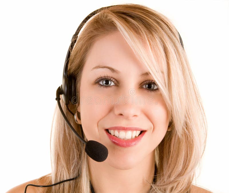 Smiling Girl Wearing Headset Stock Image - Image of girl, customer: 3860477