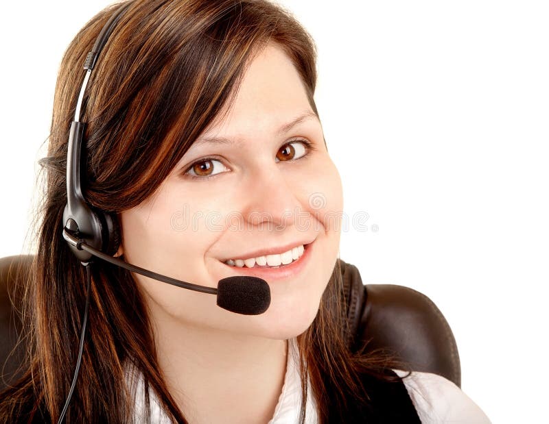 Beautiful Teen Girl with Headset Over White Stock Photo - Image of ...