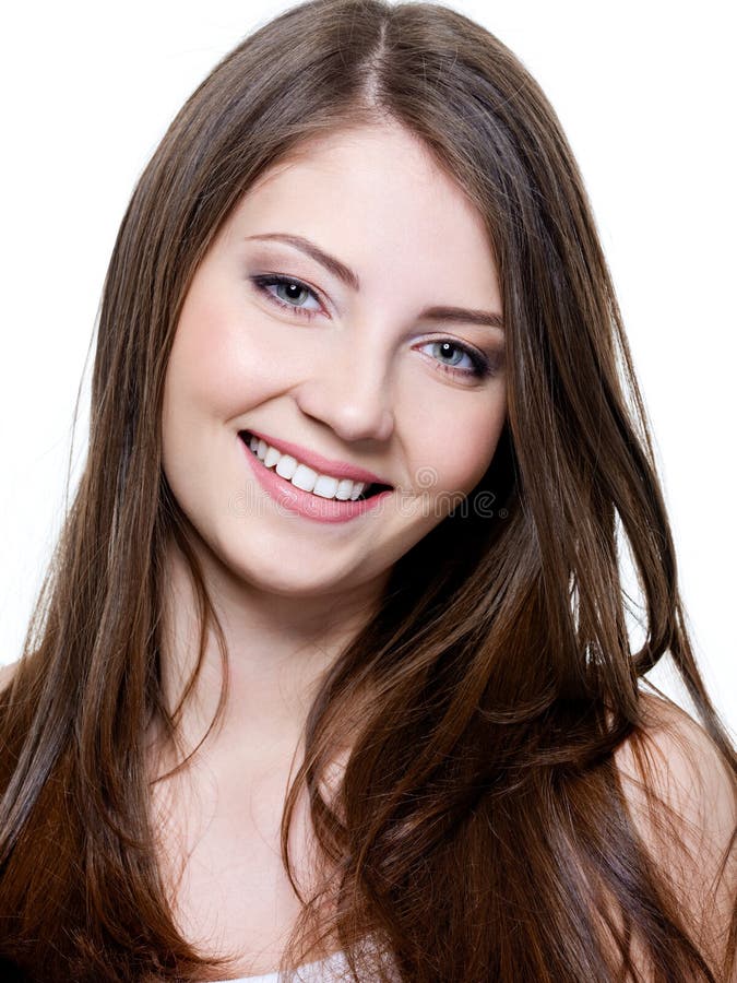 Beautiful Smiling Young Woman Stock Photo - Image of background, hair ...