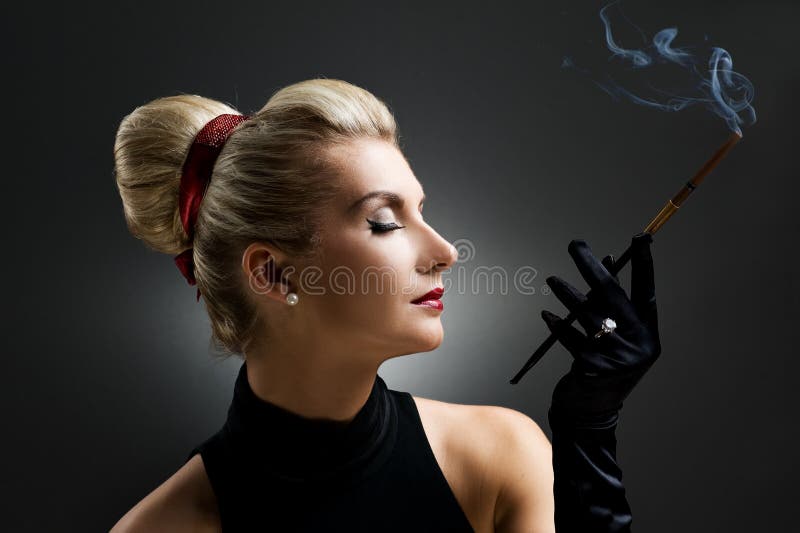 Beautiful smoking woman stock photo. Image of female, flavor - 8126346