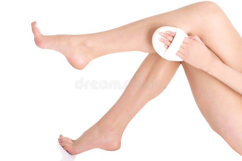 Beautiful and Smooth Female S Leg Being Pampered. Stock Image - Image ...
