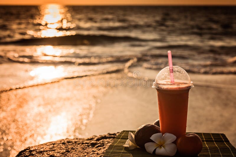 Beautiful Smoothie on the Beach Stock Photo - Image of vacation, cold ...