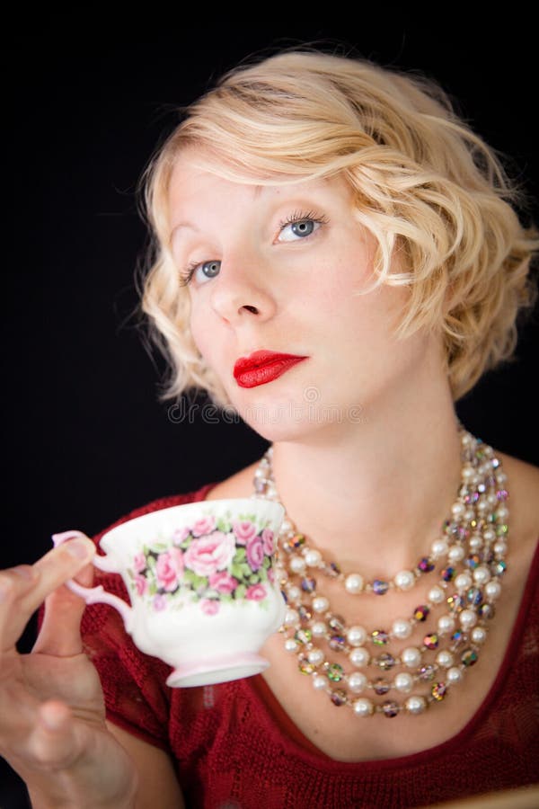 Woman with cup of tea stock image. Image of person, high - 35239283