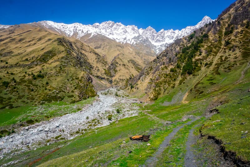 Beautiful Snow Capped Mountains of the Caucasus Stock Image - Image of ...