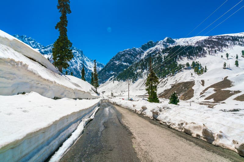 Beautiful Snow Covered Mountains Landscape Kashmir State, India Stock ...