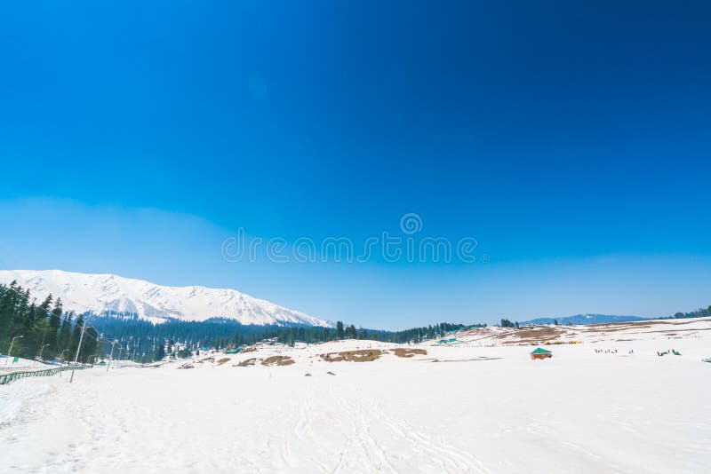 Beautiful Snow Covered Mountains Landscape Kashmir State, India Stock ...