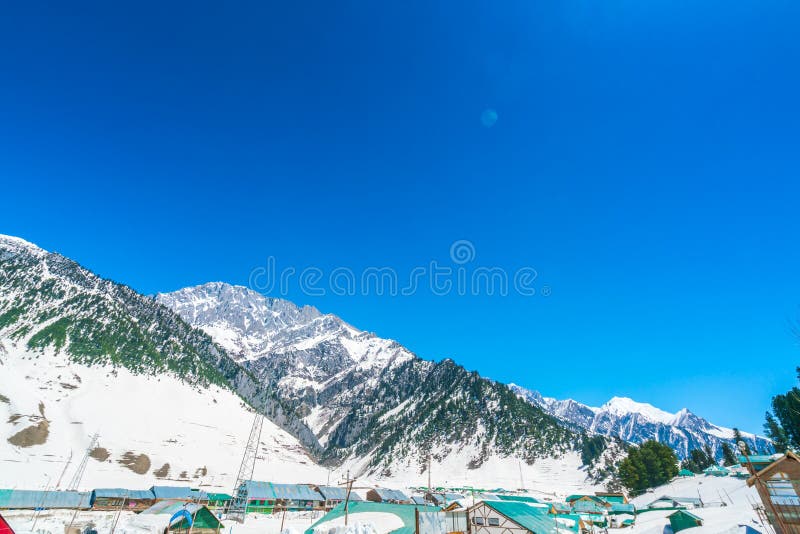 Beautiful Snow Covered Mountains Landscape Kashmir State, India ...