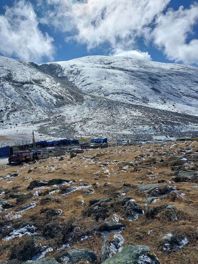 A Beautiful Snow Covers Peaks and Landscape Nice Panoramic Scene of ...