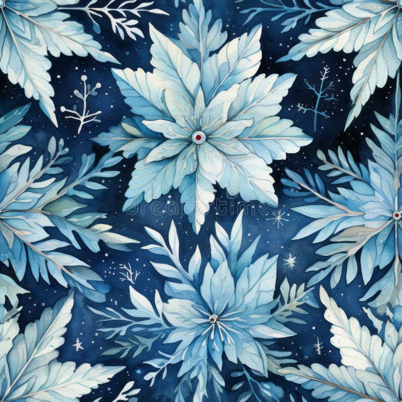 Beautiful Snow Flakes Seamless Pattern, Created with Generative AI ...