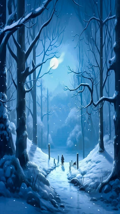 Beautiful Snow in the Forest. Generative AI Stock Illustration ...