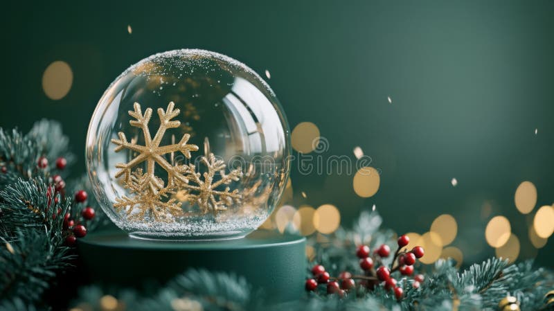 A Beautiful Snow Globe Featuring Intricate Snowflakes Surrounded by ...
