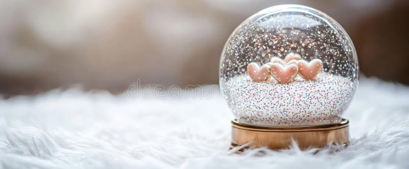A Beautiful Snow Globe Filled with Delicate Tiny Hearts Glitters ...