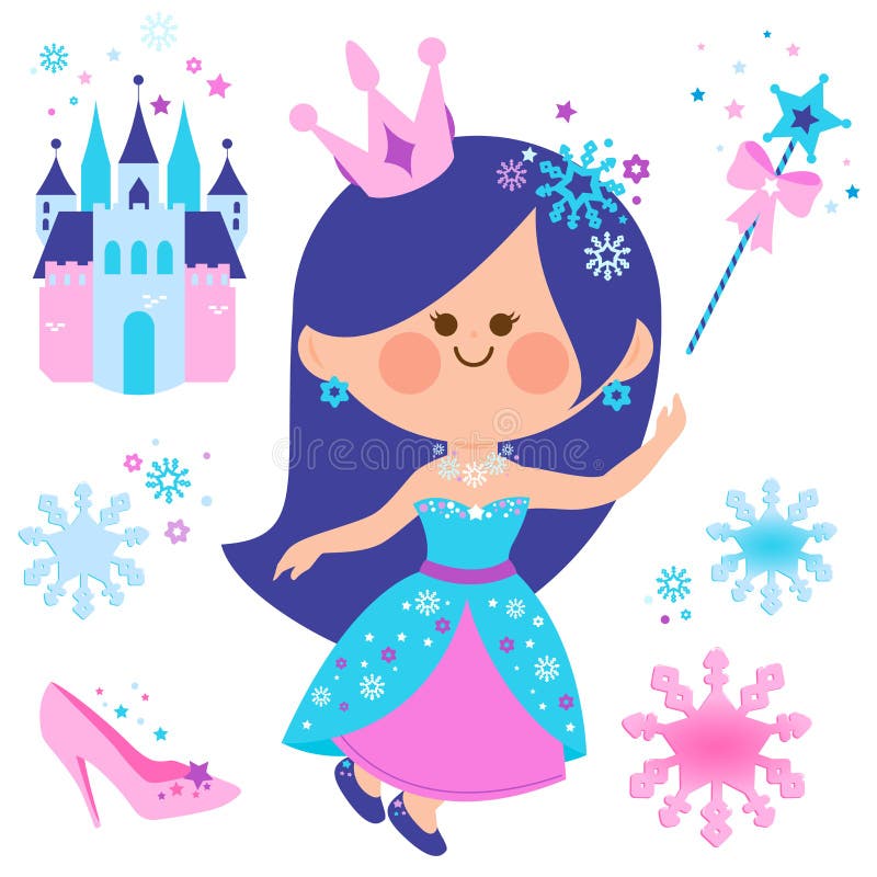 Beautiful Snow Princess and a Castle. Winter Season Fairy Tale with ...