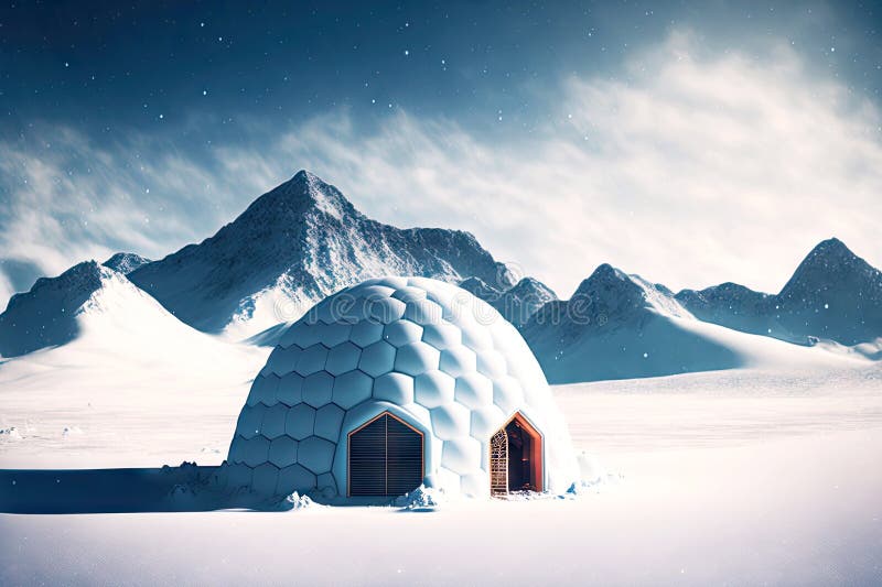 Beautiful Snow-white Winter Landscape with Snow Igloo in North Stock ...