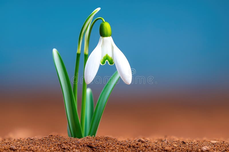 A Beautiful Snowdrop Flower Emerging from the Soil, Symbolizing the ...