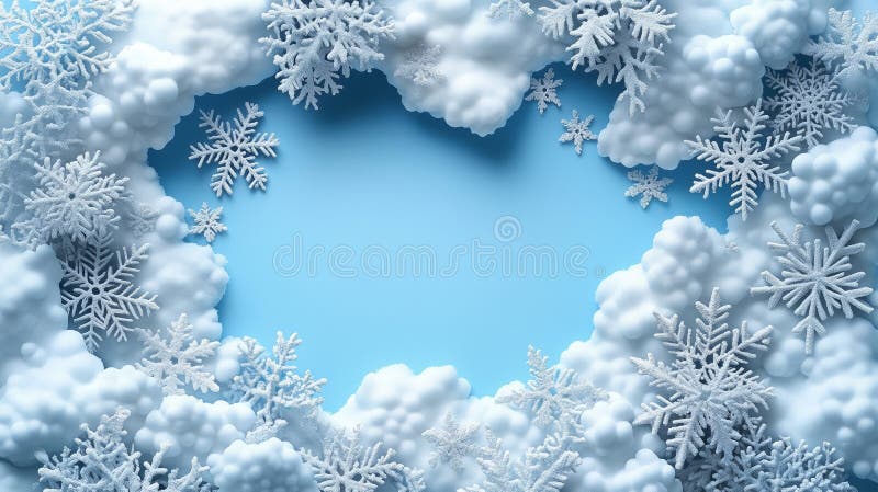 Captivating Snowflakes Framing a Serene Blue Sky Scene Stock Image ...