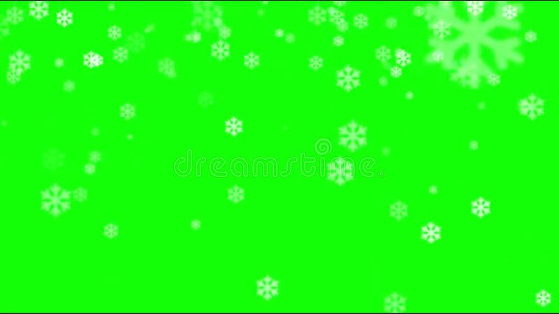 Beautiful Snowflakes Falling Down on Green Screen Background Stock ...