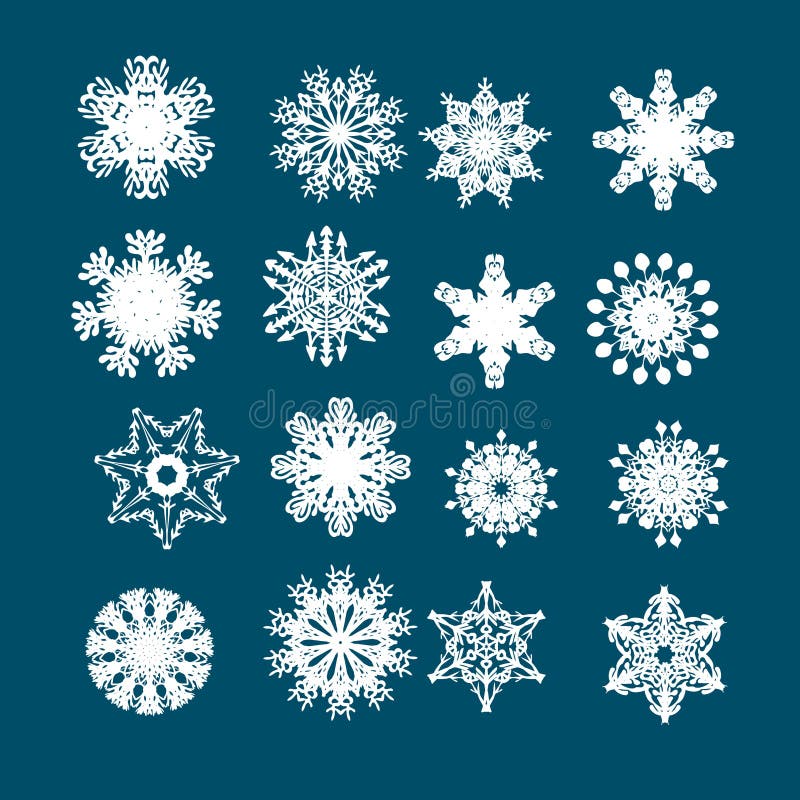 Beautiful Snowflakes Set for Christmas Winter Design Stock Vector ...