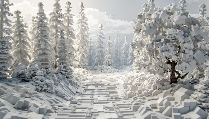 Snowy Landscape Made Out of Lego Bricks Stock Illustration ...