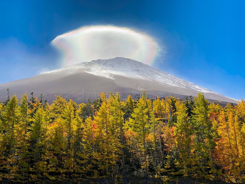 Beautiful Snowy Mount Fuji with Blue Clear Sky Stock Image - Image of ...