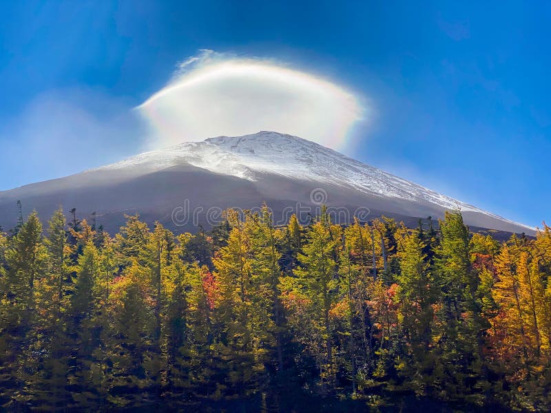 Beautiful Snowy Mount Fuji with Blue Clear Sky Stock Photo - Image of ...