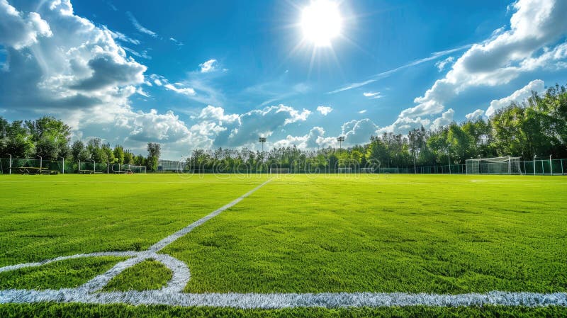 Beautiful Soccer Field in the Day Stock Illustration - Illustration of ...