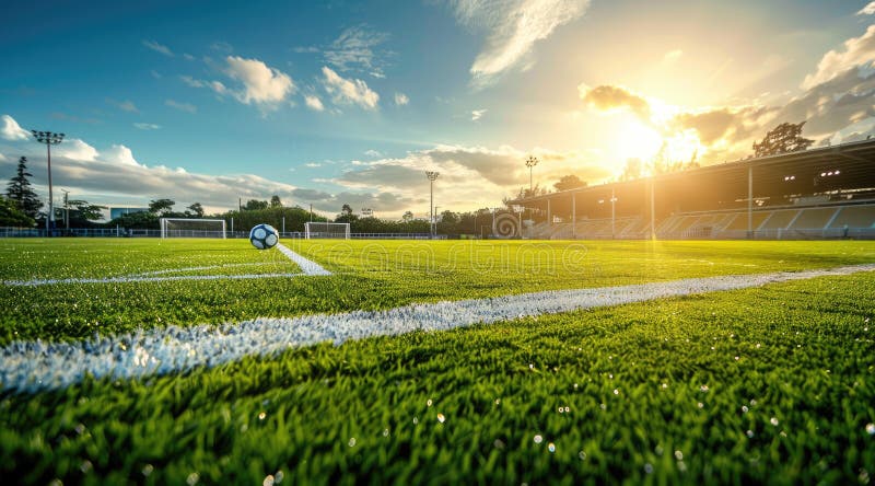 Beautiful Soccer Field in the Day Stock Illustration - Illustration of ...