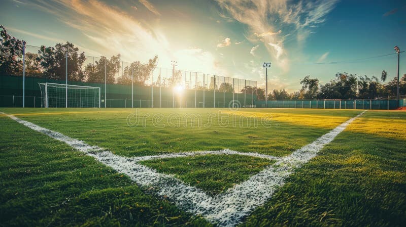Beautiful Soccer Field in the Day Stock Illustration - Illustration of ...