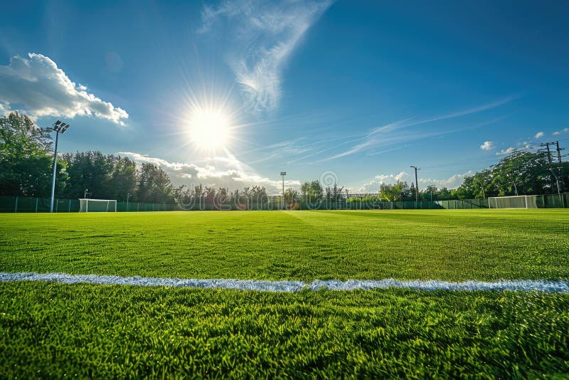 Beautiful Soccer Field in the Day Stock Illustration - Illustration of ...