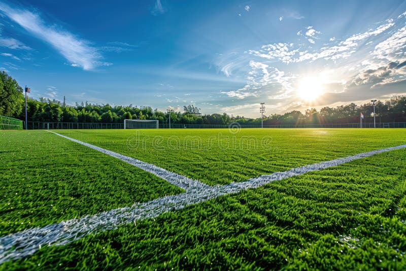 Beautiful Soccer Field in the Day Stock Illustration - Illustration of ...