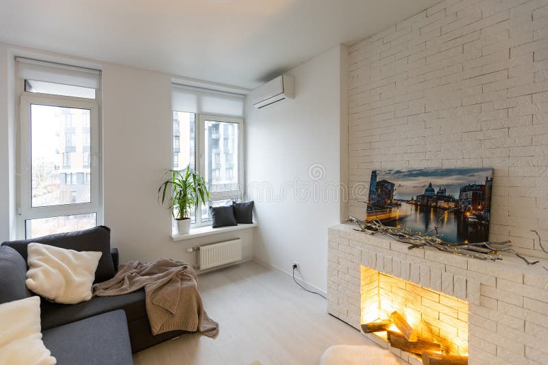 Beautiful Sofa in Contemporary Living Room. Interior Design Stock Image ...