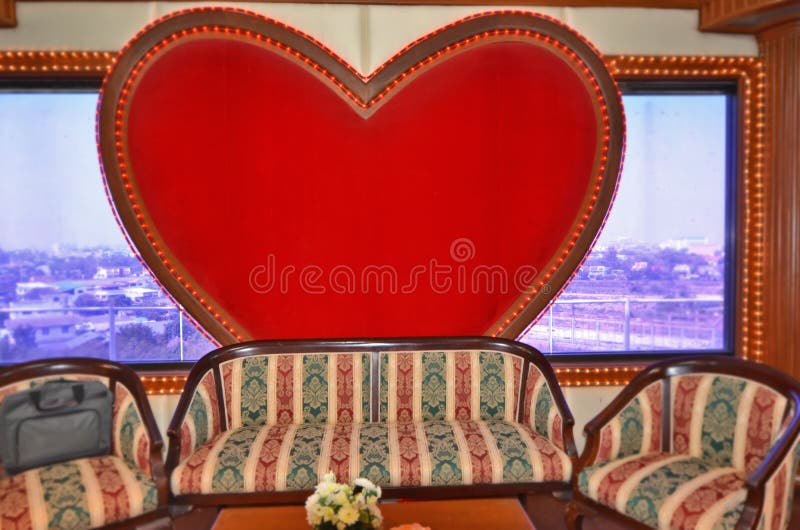 Beautiful Sofa with Red Heart Stock Image - Image of sofa, icon: 66643849