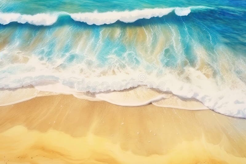 Beautiful Soft Blue Wave on a Sandy Beach. Generative AI Stock ...