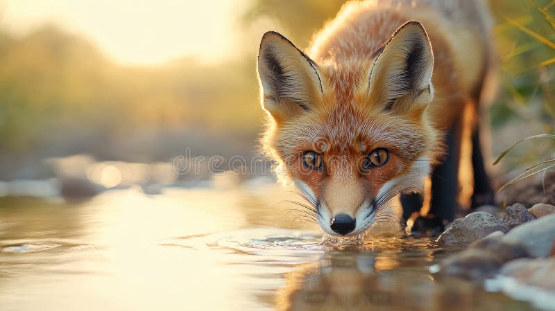 Red Fox Drinking Water Ai Generated Stock Photos - Free & Royalty-Free ...